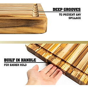 TEAKART, TeakArt Large Thick Teak Wood Cutting Board [Edge Grain, 20" x 15" x 1.5"] Juice Groove, Hand Grips, Reversible | Lifetime Replacement Teak Cutting Board for Kitchen (20x15x1.5 Inches)