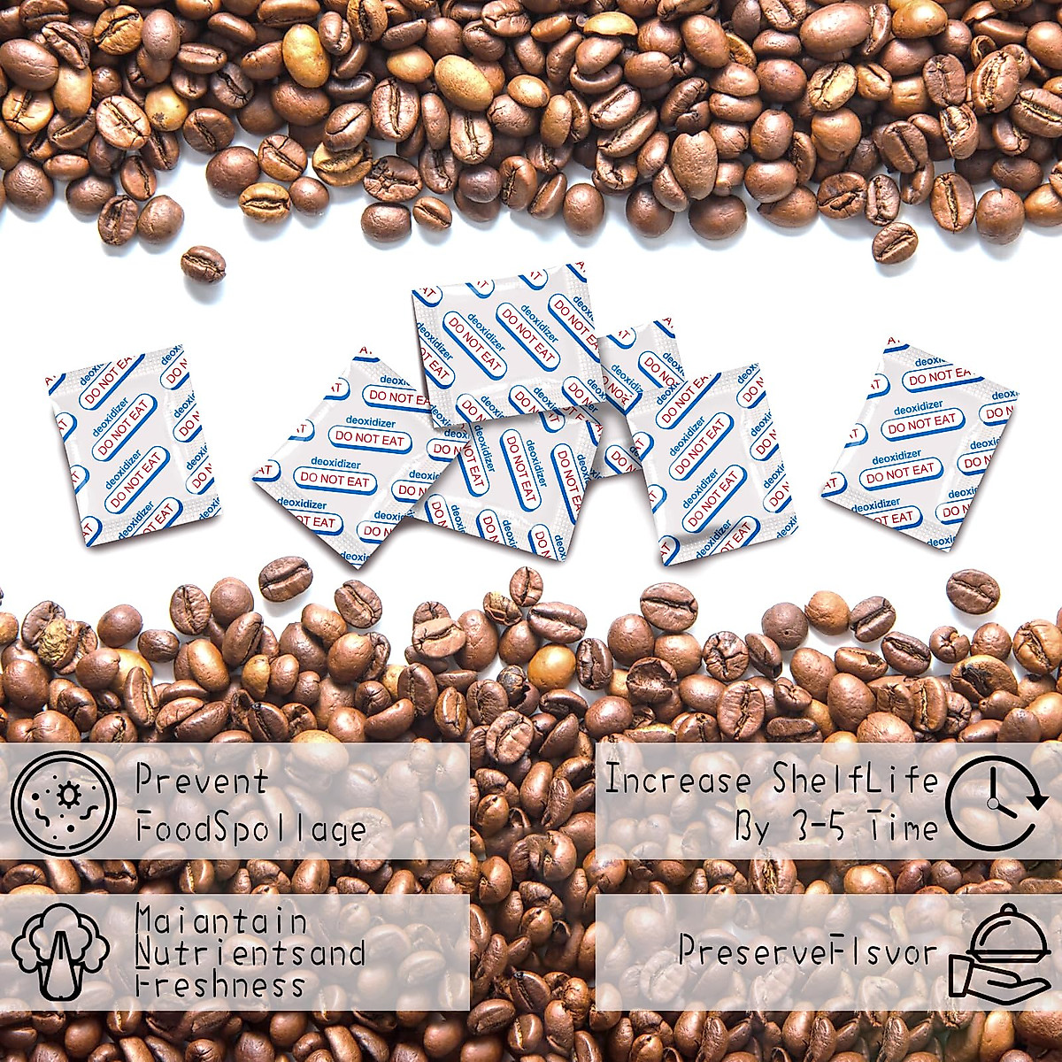 500cc Oxygen Absorbers for Food Storage - 100 Count (20x Packs of 5) - for Long Term Food Storage & Survival, Mylar Bags, Canning, Harvest Right Freeze Dryer, Dehydrated, and Preserved Foods