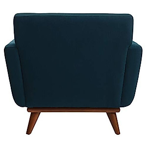 Safavieh Couture Home Opal Mid-Century Dark Teal Linen Tufted Arm Chair