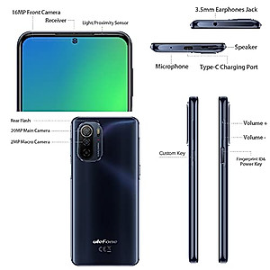 Ulefone Note 13P Unlocked Cell Phones, 4GB+64GB Extension 128GB, 6.5” FHD+, 20MP Main Rear Camera, 5180mAh, Android 11 Octa-core, Dual 4G, NFC Unlocked Smartphone, T-Mobile, Black