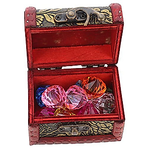 jojofuny 1 set Diamonds Handmade Home Gemstones Keepsake Treasures Diamond Kids Chest With Play for Wood Use Jewelery Party Decor Diving Wooden Antique Supplies Chests Favor Vintage