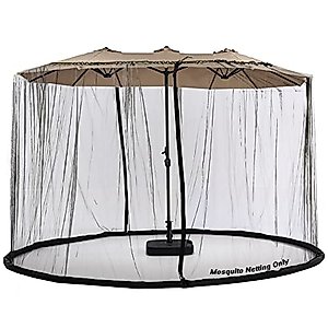 Tiimmgaal Mosquito Neting for 14FT Double-Sided Patio Umbrella Sunbrella Neting Double Zipper Water Pipe Bottom Used and for Patio Gazebo pop up canopy10x10 interchangeable (Black)