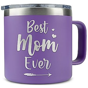 Hyturtle Best Mom Ever Coffee Purple Mug/Tumbler 14oz Gift For Women, Mothers Day Gifts For Mom From Daughter, Son, Kids - Birthday Gift Ideas For Mom - Christmas Gifts For Mom, Her, Wife