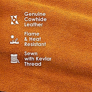 Houseables Leather Welding Apron, Fire Resistant Welder Smock, 23 x 35 Inch, Large, 2 Pockets, Kevlar Stitching, Safety Accessory For Blacksmithing, Carpentry, Torch Work, Roofing, Woodworking, Garage