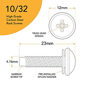 Rack Screws 10-32 Screws [50pk]. Use 10-32 Rack Screws as Rack Mount Screws, Server Rack Screws, Network Rack Screws, Rack Screws Audio and Rackmount Screws. 10/32 Rack Screws with Nylon Rack Washers