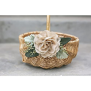 Willow Flower Girl Basket - Rustic Wood Flower Girl Basket - Country Wedding Basket w/Greenery Decor - Rattan Gift Basket by Ragga Wedding