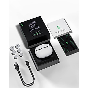 Black Shark Bluetooth Earbuds Wireless Earbuds with Emoji LED Light, Gaming Earbuds with 45ms Ultra Low Latency, Bluetooth 5.1, Music and Gaming Dual Modes, 24H Playtime, IPX5 Waterproof- White