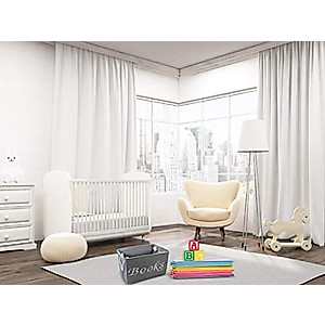 Embroidered Tote Bin - Storage Basket for Nursery - Large Storage Box - Organizing Bedroom, Closet, Classroom (Book Bin)