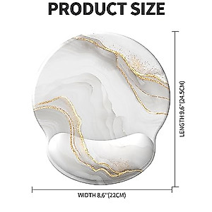 eulps Mouse Pad Wrist Support, Ergonomic Gel Mouse Pad with Wrist Rest, Comfortable Computer Mouse Pad for Laptop, Pain Relief Mousepad with Non-Slip PU Base (White Marble)