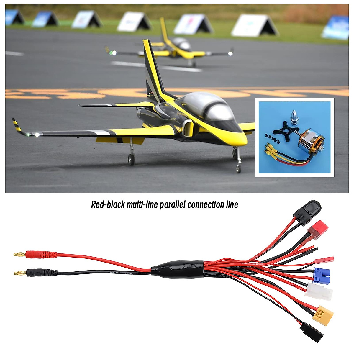 Micro Traders 8 in 1 Charger Adapter Connector Splitter Cable RC Battery Multi Charger to 4.0mm Banana Plug for TRX DIY Bare Wire JST T Plug XT60 EC3 FUTABA TA-Miya