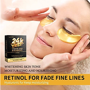 LAVDIK Under Eye Patches, 24K Gold Eye Mask - 12 Pairs, Collagen Eye Patch for Puffy Eyes and Dark Circles and Anti-Aging, Deep Moisturizing Eye Treatment Masks for Women and Men