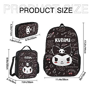 Tbupnci 3PCS Kids Large Capacity Kawaii Backpack with Lunch Box - Travel School Bag, Durable Laptop Backpack-Perfect for Outdoor Activities, Travel, Sports - Cute Fan Gift Set Style4