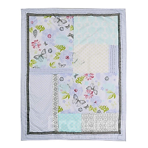 Brandream Nursery Bedding for Girls Purple Butterfly Crib Bedding, 4 Piece Farmhouse Baby Comforter Set with Floral Butterfly