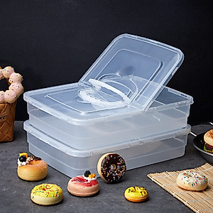 Juexica 4 Pcs Large Pizza Dough Proofing Box with Handle Pizza Dough Container Fits for Dough Balls Pizza Dough Tray for Household, 14 x 10 Inch