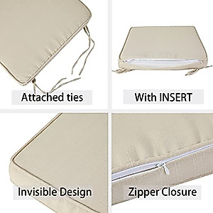 FUNHOME Water-Resistant Outdoor Patio Cushion with Ties, Patio Furniture Cushion Chair Seating, Set of 2 Indoor/Outdoor Square Corner Seat Cushion，18" x 18" x 2.5"-Antique Beige