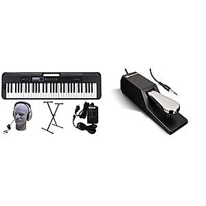 Casio CT-S300 61-Key Premium Keyboard Pack with Stand, Headphones & Power Supply (CAS CTS300 PPK) & M-Audio SP 2 - Universal Sustain Pedal, Digital Pianos & More