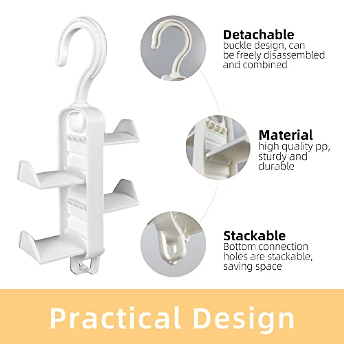 2 Pack Ladies Purse Hanger, Stackable Closet Hook Organizer, Durable Purse Rack, Space Saving Hanger, Easy to Assemble, White
