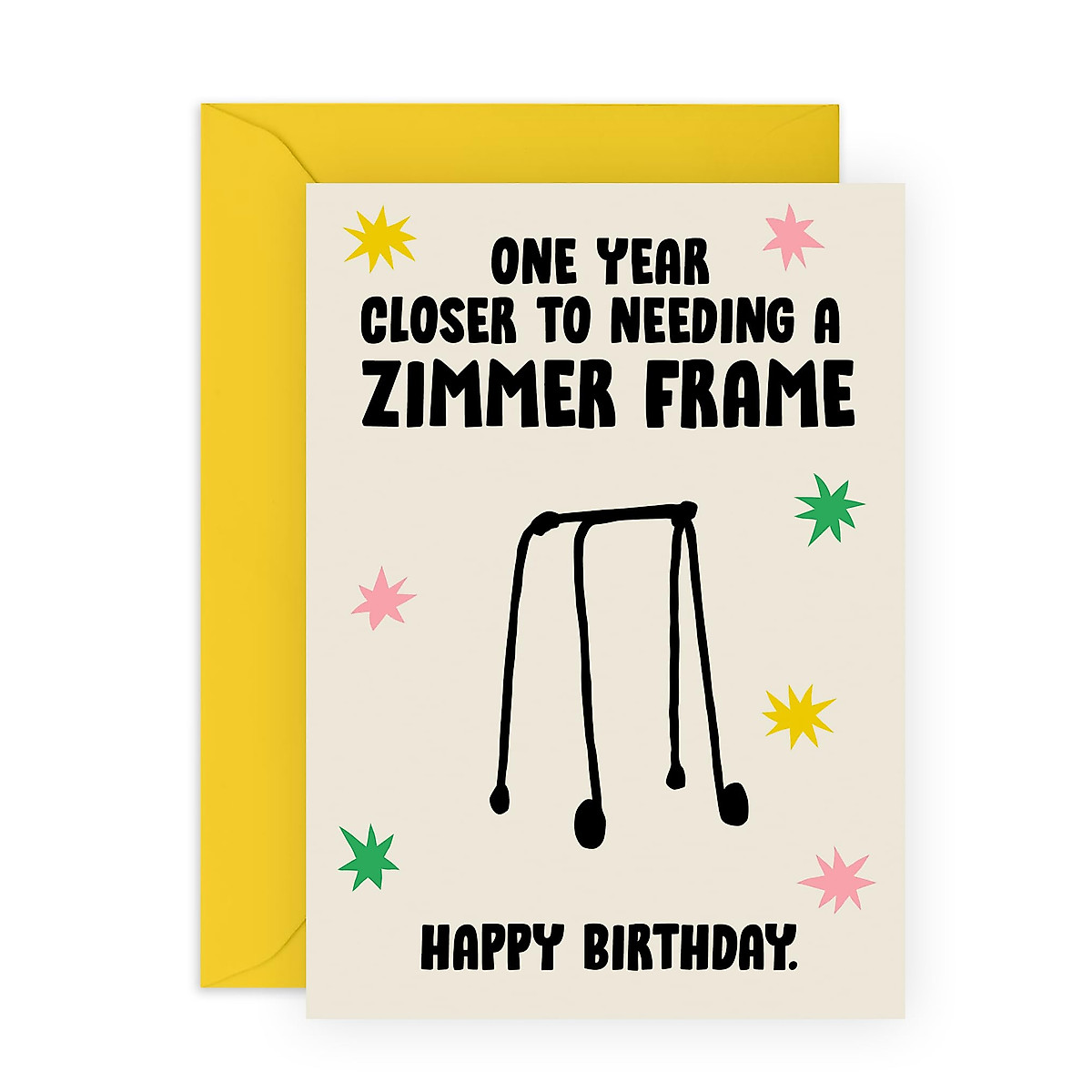 CENTRAL 23 Witty Birthday Cards For Friends - One Year Closer To Zimmer Frame - Fun Greeting Card For Men Women - Humor Card Him Her - Bestfriend Brother Sister Mom Dad - Comes With Fun Stickers