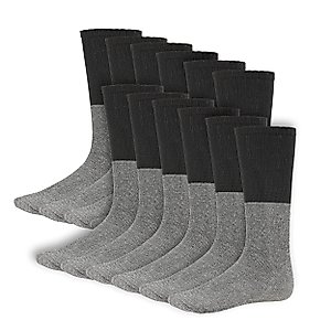 Rocky Cotton Boot Socks For Men & Women (Thermal & Insulated) Warm for Cold Work, Hunting, Fishing (Black - 6 Pack)