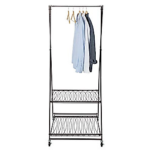 Artesa Verona Rolling Laundry Garment Rack with Shelves, Black