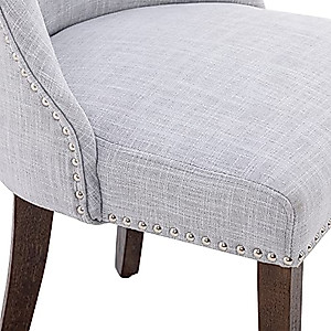 Kmax Fabric Dining Chairs Set of 4 Upholstered Side Chairs Farmhouse Accent Chairs with Nailhead Wood Legs for Dining Room Guest Room Restaurant, Grey