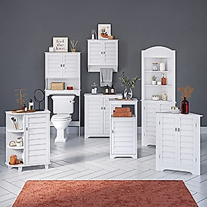 RiverRidge Brookfield Bathroom Shutter Door Over-The-Toilet Spacesaver Freestanding Storage Cabinet, White
