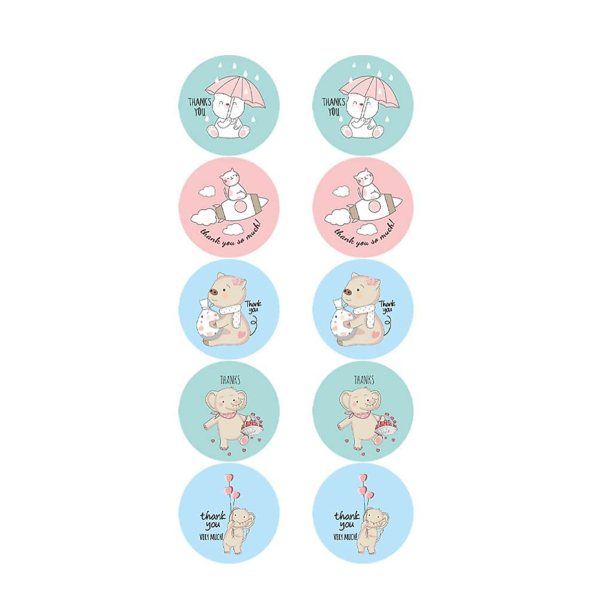500 Labels Cute Animal Adhensive Thank You Stickers, 1 inch, Thank You Sticker Stickers for Small Candy, Bag Sealing Sticker, Envelope Seals