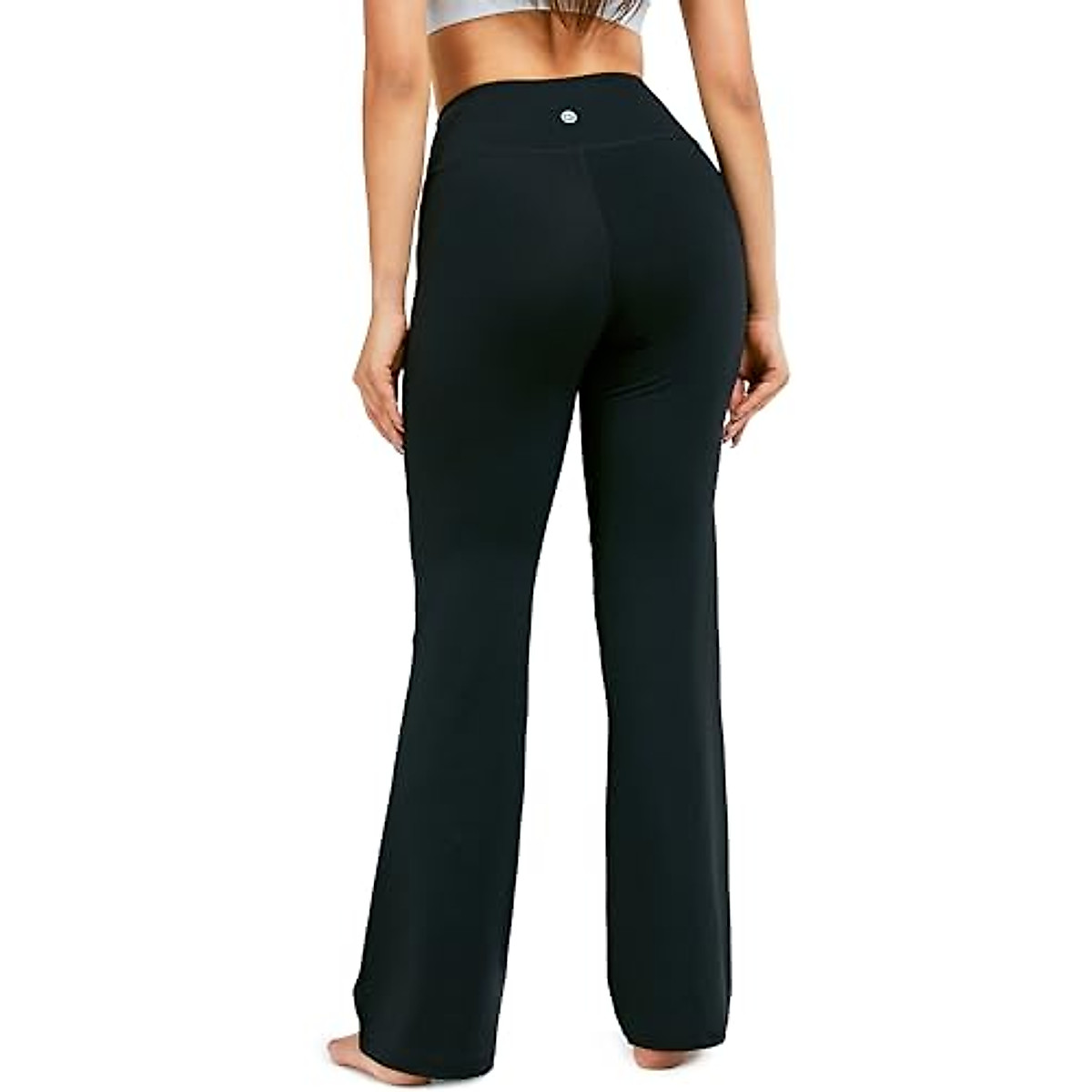 28"/30"/32"/34" Inseam Women's Bootcut Yoga Pants Long Bootleg High-Waisted Flare Pants with Pockets BlackFlare_30_Small Black