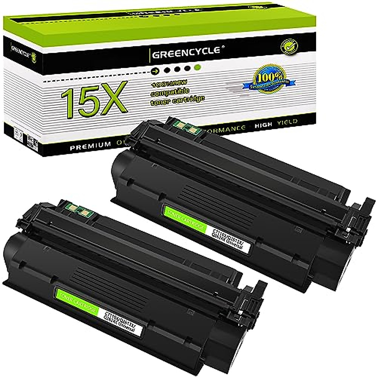 greencycle 2 PK Compatible C7115X 15X Black Laserjet Toner Cartridge Replacement for HP Laserjet 1000 1200se 1220 3300 3310 3320 3330 3380 Printer