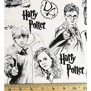 1 Yard - Harry Potter"The Mystery of Magic" in Black on White Cotton Fabric - Officially Licensed (Great for Quilting, Sewing, Craft Projects, Throw Blankets & More) 1 Yard X 44"