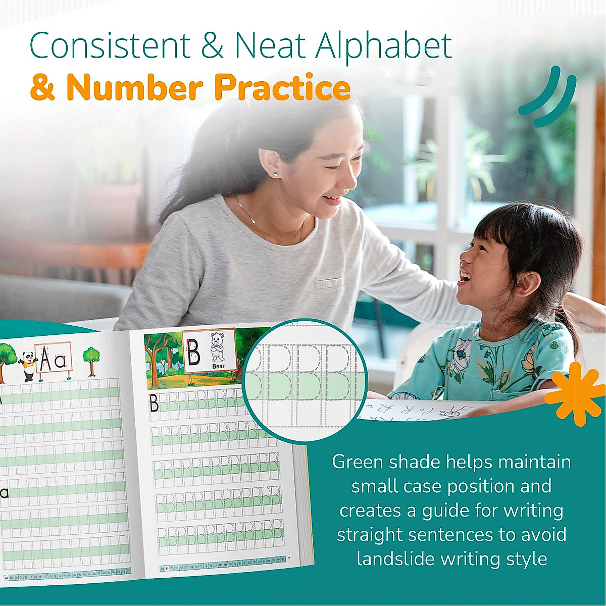Channie's Alphabet Tracing & Writing Pad, Practice Visual Handwriting & Storytelling Workbooks, 80 Pages Front & Back, 40 Sheets, Grades PreK – 1st, Size 8.5” x 11” Summer School, Summer Bridge