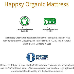 Happsy Organic Hybrid Mattress - Natural Latex Mattress - Medium Firm Mattress with Encased Coil Layers for Universal Comfort and Pressure Relieving - Bed-in-a-Box Latex Mattress - Twin XL