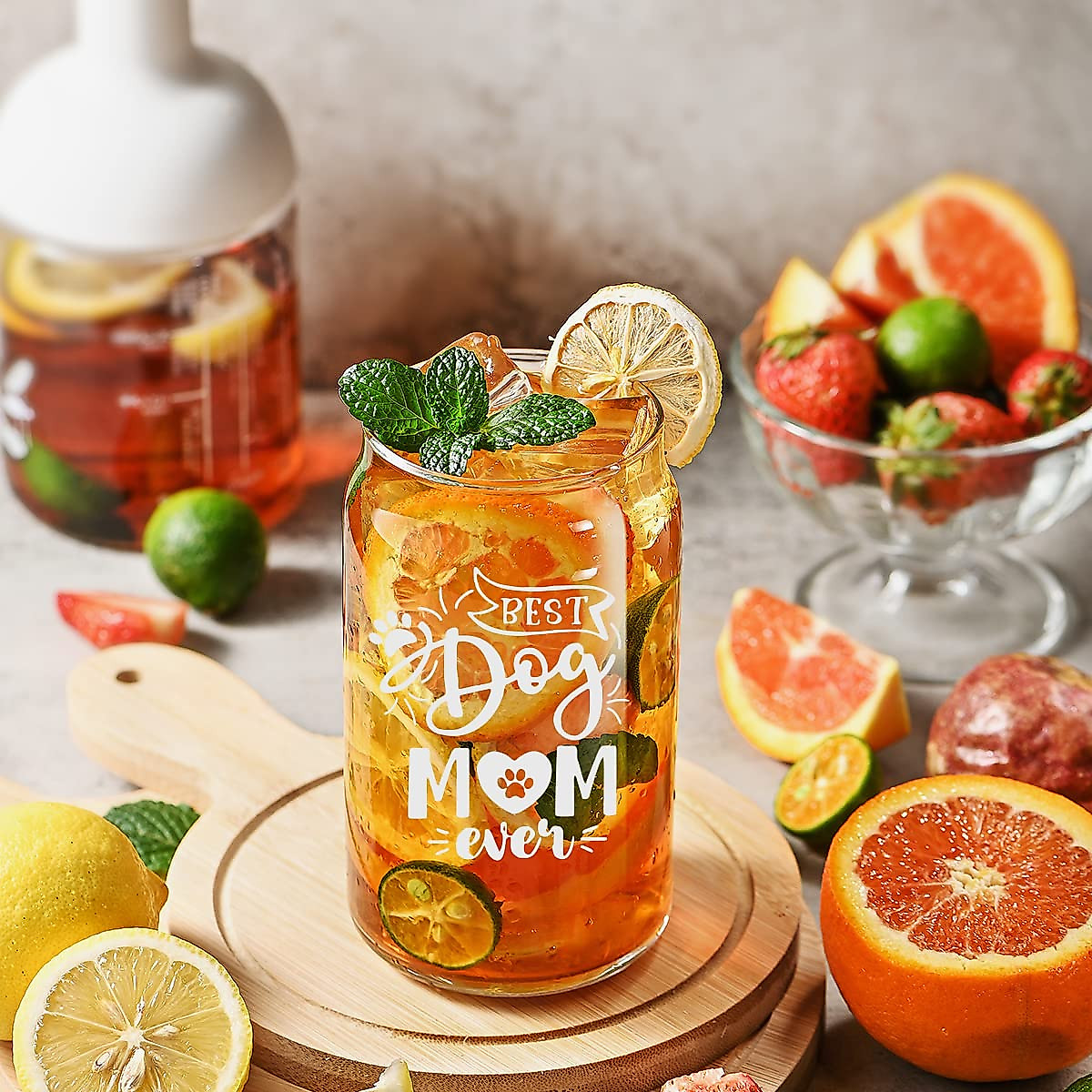 HAYOOU Dog Mom Gifts, Dog Lover Gifts for Women, Mothers Day Gifts,Christmas, Birthday Gifts for Dog Lovers Female Women, Premium Laser Etched Engraved16 Ounces Jar Drinking Glasses Cups