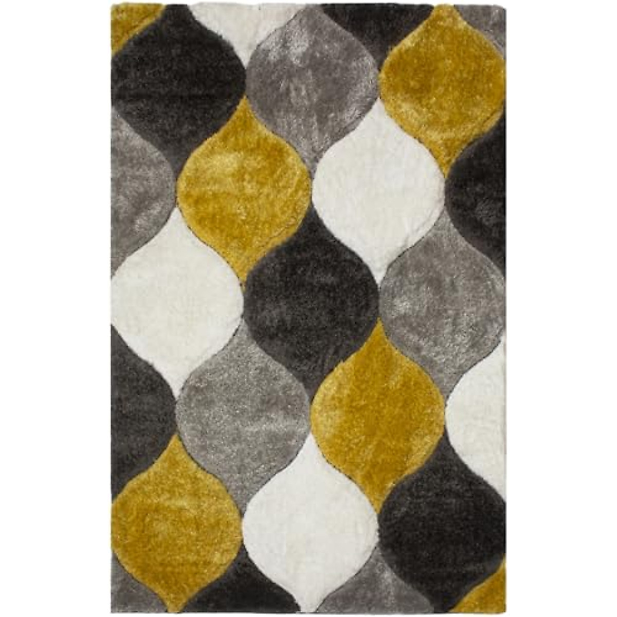 United Rugs 4D Shaggy Area Rug Yellow 5x7 | Thick Soft Plush and Modern Area Rug | Stain-Resistant, Easy-Cleaning and Machine Made| Best for Bedroom, Living Room, Office and Playroom