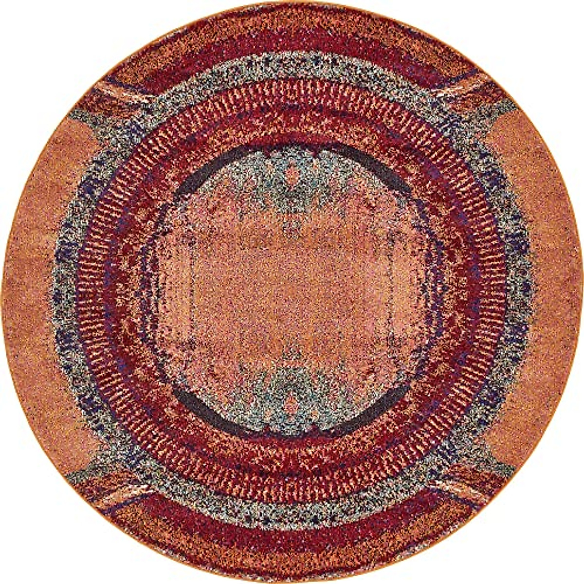 Unique Loom Estrella Collection Rustic, Distressed, Modern, Abstract Area Rug, 6 ft, Orange/Black