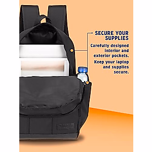 Wrangler Industry Backpack Classic Logo Water Resistant Casual Daypack with Padded Laptop Notebook Sleeve (Black)