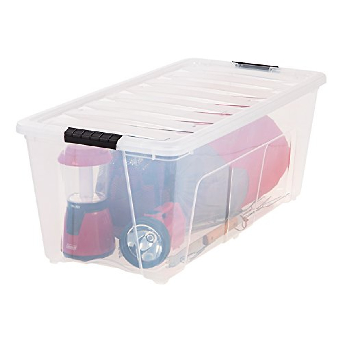 IRIS USA 84 Quart Stackable Plastic Storage Bins with Lids and Latching Buckles, 2 Pack - Clear, Containers with Lids and Latches, Durable Nestable Closet, Garage, Totes, Tub Boxes Organizing