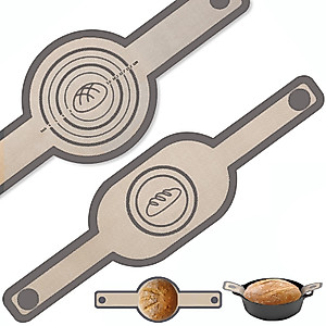 2Pcs Silicone Bread Sling Oval And Round For Dutch Oven, Non-Stick Easy-Clean Reusable Silicone Baking Mat With Long Handles Sourdough Bread Baking Mat Tools Supplier Liner, Gray