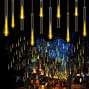 AKNMSOY LED Meteor Shower Lights,Falling Rain Drop Lights,Icicle Lights with Waterproof 11.8inch 8 Tubes SMD2835 192LEDs for Party Wedding Holiday Christmas Decoration