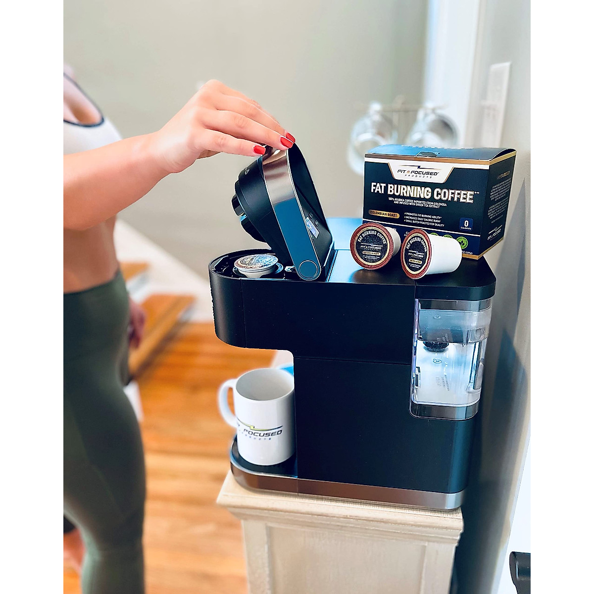 Fat Burning Keto Coffee K Cup Pods- Organic Colombian Roast Infused With Green Tea Antioxidants, Skinny Diet Friendly, Fitness & Weight Loss Friendly