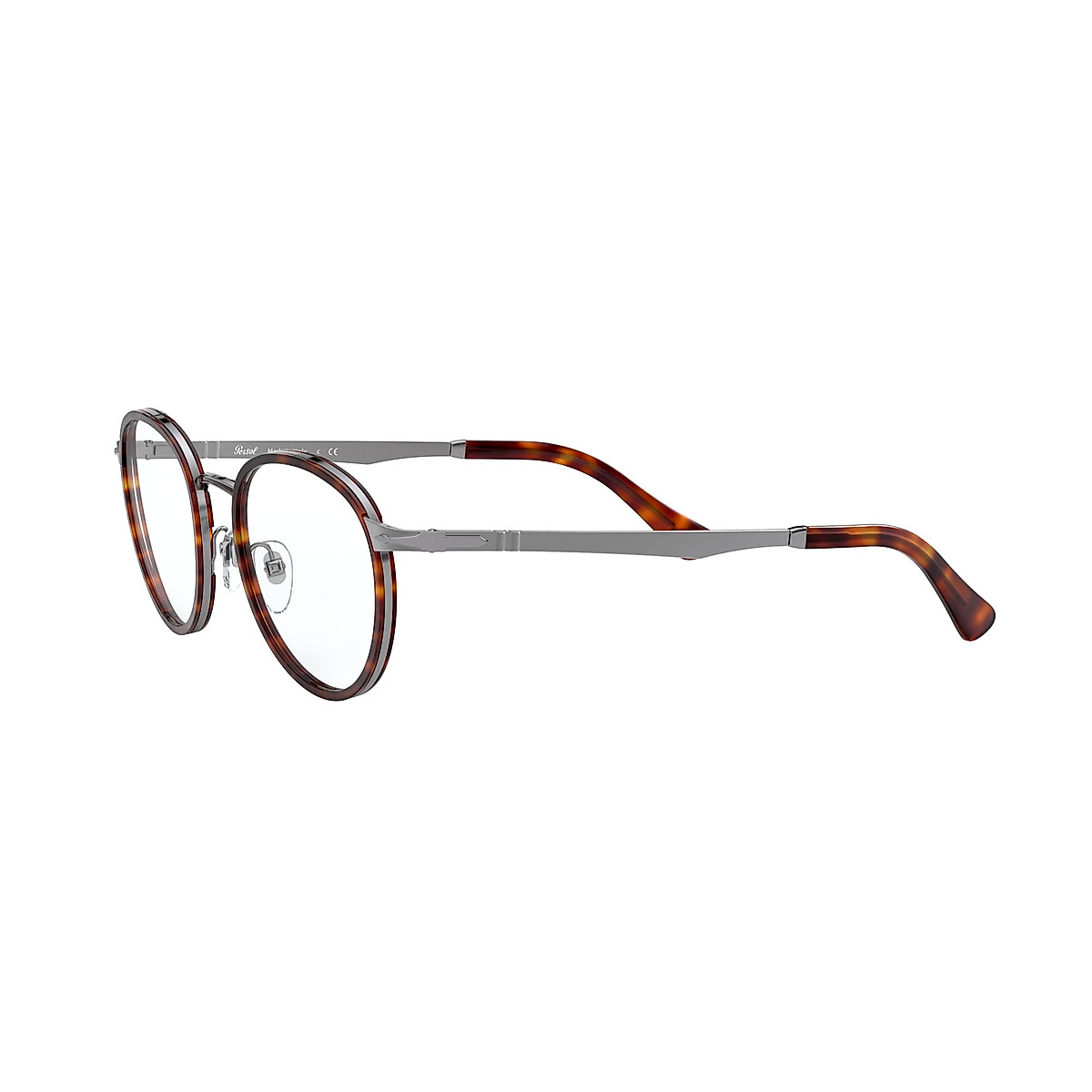 Persol PO2468V Round Prescription Eyewear Frames, Gunmetal/Havana/Demo Lens, 49 mm