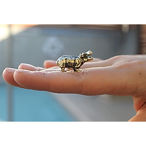 Hippopotamus Brass Collectible Hippo Figurine Handmade Art Miniature