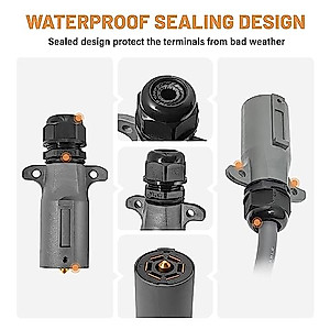 Oyviny RV 7 Pin Trailer Plug with IP68 Waterproof Seal, Detachable 7 Way Round RV-Style Trailer Side Connector 7 Point Trailer Wiring Plug