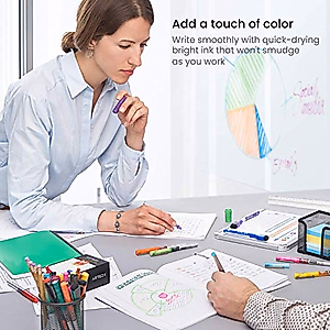 ARTEZA Rollerball Pens Fine Point, Set of 24 Colored Pens with Liquid Ink, Extra Fine 0.5 mm Needle Tip Pen, Make Precise Lines, Office Supplies for Writing, Notetaking, and Drawing