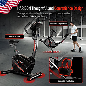 HARISON Indoor Exercise Bike Stationary with Magnetic Resistance Upright Bike for Home Office Cardio Workout