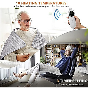 Extra Large Heating Pad - 20"x 40" Electric Heating Pad, Fast Heating Warm Pad, 10 Heat Settings Washable Soft Heat Pad, Dry & Moist Heat for Shoulders, Neck,Abdomen, Back,Limbs