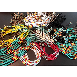 Anklet for Women, Unique Beaded Thin Anklet, Black Gold Colorful Boho Hippie Waterproof Beach Foot Jewelry, Native American Style, Handmade by Tribes (S-M (adjustable))