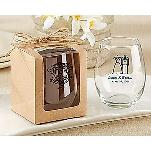 Kate Aspen Kraft Style Display Gift Boxes for Stemless Wine Glass, Wedding/Party Favors, 9-Ounce, Set of 12