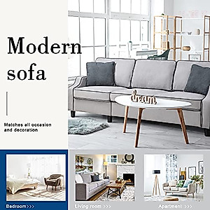 Shintenchi 79”Modern Fabric Sofa Couch,Mid Century Linen Upholstered Fabric 3-Seat Sofa Loveseat Furniture with Pillow for Small Living Room, Apartment,Studio and Small Space,Light Gray