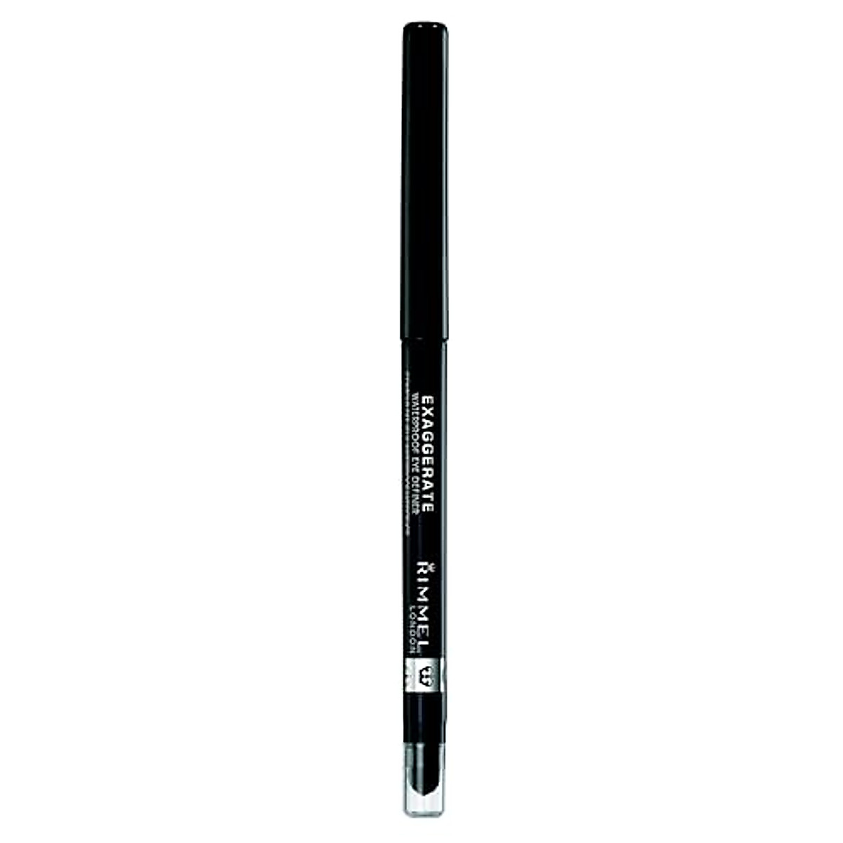 Rimmel London Exaggerate Waterproof Eye Definer Eyeliner, Highly Pigmented, Long-Wearing, Built-In Smudger, 262, Blackest Black, 0.01oz
